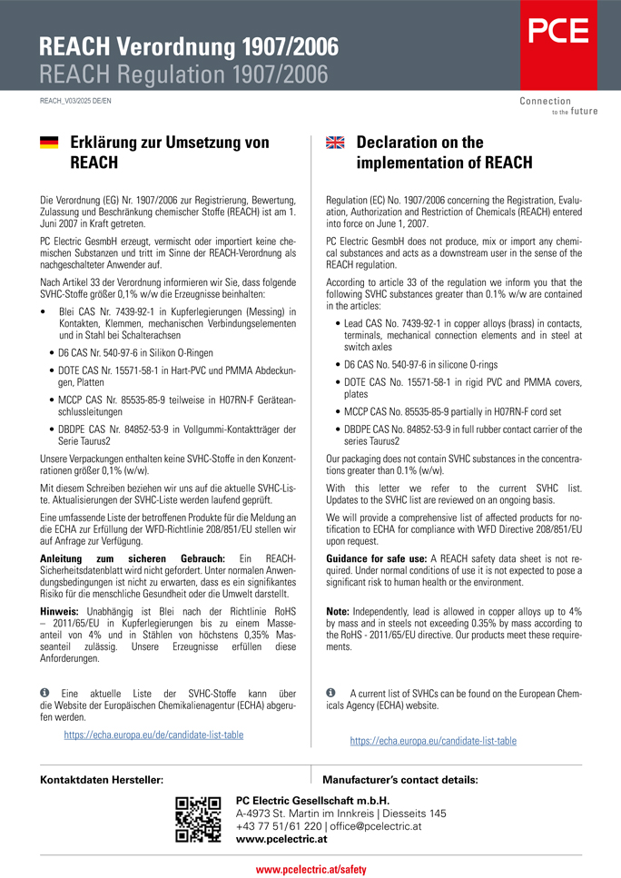 PCE 4435-10fe, CEE-flanged socket sloping (114x114) 125A 3p 10h IP67 ...